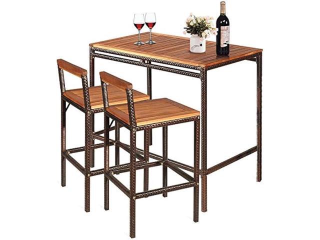 Click here for Tangkula 3 Pieces Patio Bar Table Set  Outdoor Rat... prices
