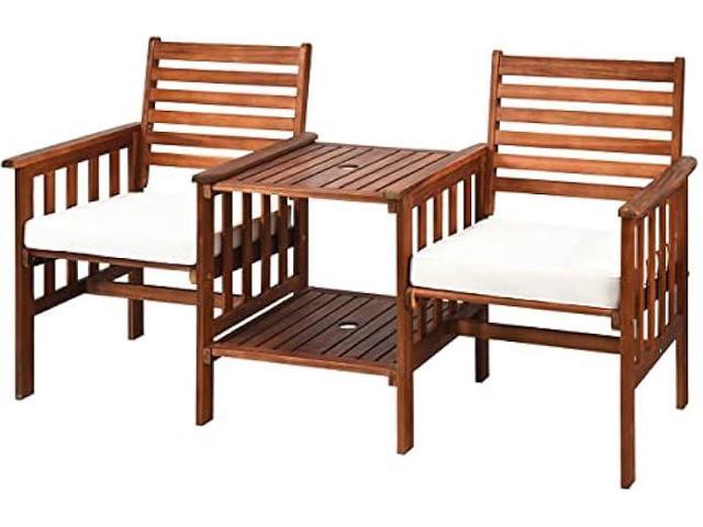 Click here for Tangkula Acacia Wood Loveseat  3pcs Outdoor Table... prices