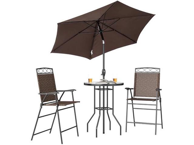 Click here for Outsunny 4 Piece Outdoor Bar Set with Umbrella  Pa... prices