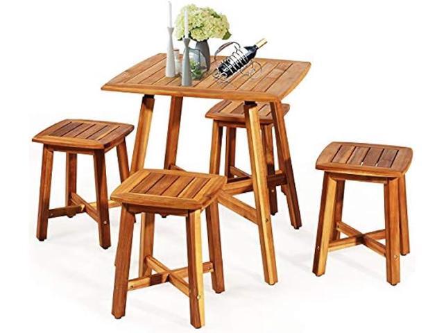 Click here for Tangkula 5 Piece Wood Patio Dining Set  Outdoor Di... prices