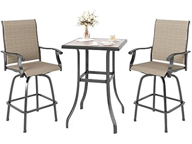 Click here for MFSTUDIO 3 Piece Outdoor Swivel Bar Set  Outdoor B... prices