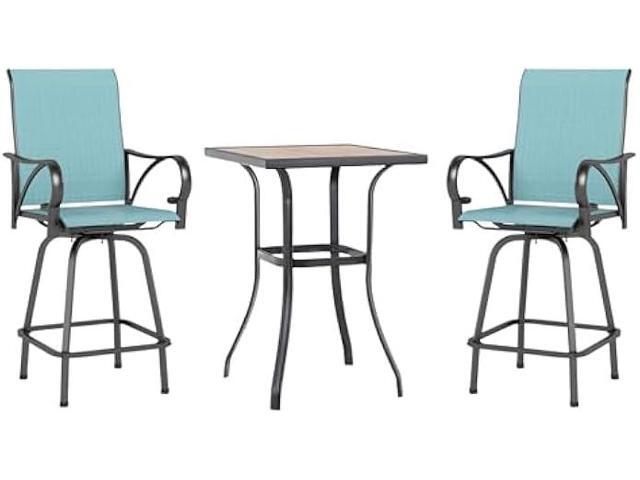 Click here for MFSTUDIO 3 Piece Patio Swivel Bar Set  Outdoor Bar... prices