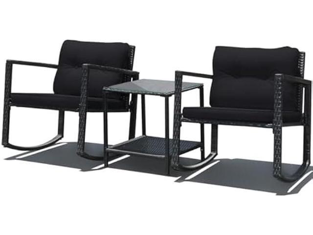 Click here for DORTALA 3 Pieces Patio Furniture Set  Rattan Rocki... prices