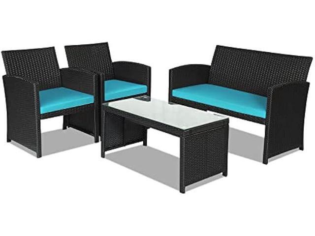 Click here for DORTALA 4 Pieces Patio Wicker Conversation Furnitu... prices