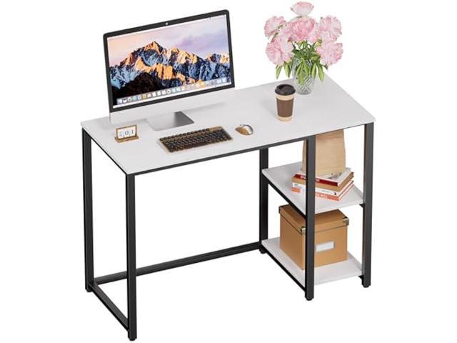 Click here for SINPAID 40IN Computer Desk with Shelves  Cream Whi... prices