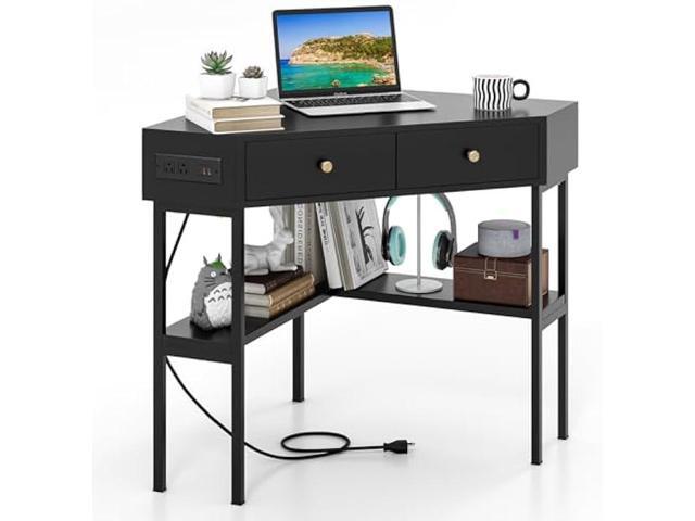 Click here for Tangkula Corner Desk with 2 Drawers & Built-in Cha... prices