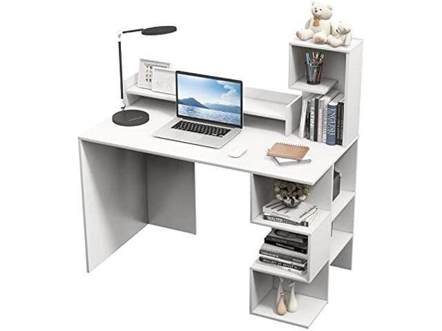 Click here for Tangkula White Desk with Storage Bookshelf & Hutch... prices