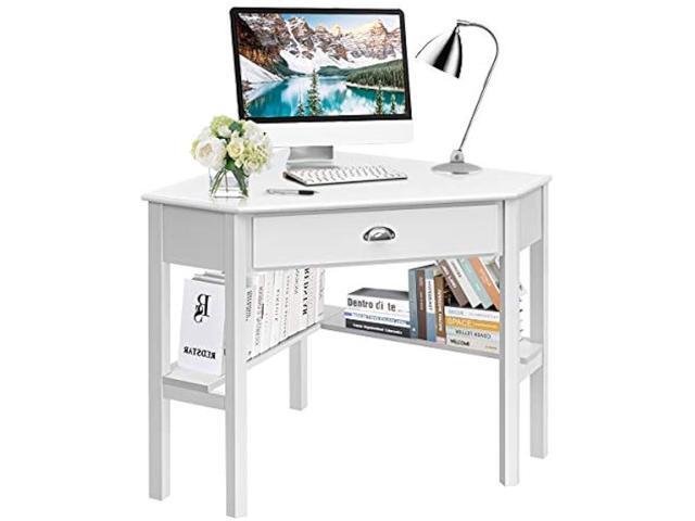 Click here for Tangkula White Corner Desk with Drawer  Storage Sh... prices