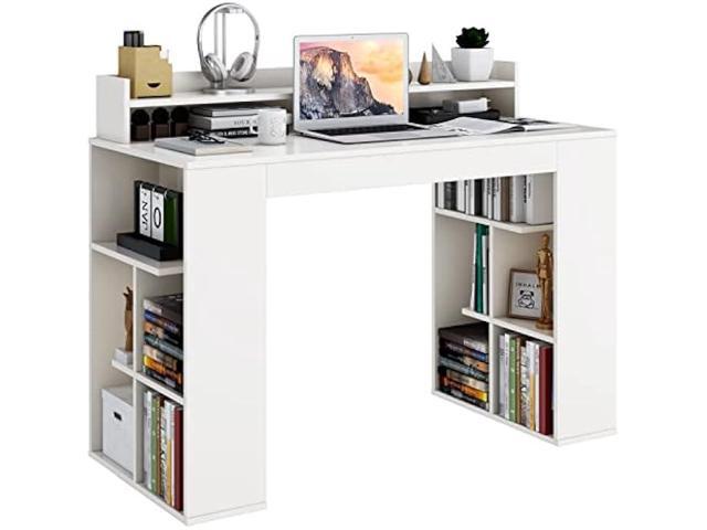 Click here for Tangkula 48 White Desk with Storage Bookshelf  Hom... prices