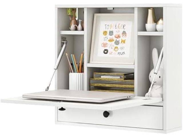 Click here for Folding Wall Desk  Wood Wall Mounted Desk with Sto... prices