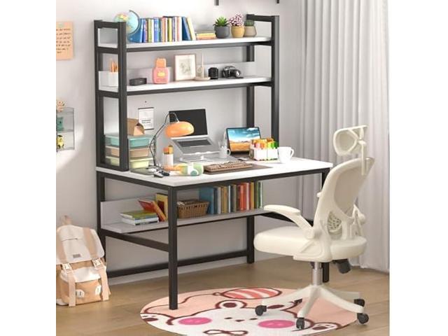 Click here for Aquzee Computer Desk with Shelves  47 W x 23.6 D G... prices
