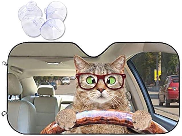 Click here for Fun Cute Cat Driving Car Front Windshield Sun Shad... prices