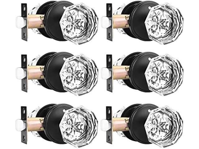 Click here for Orger 6 Pack Glass Door Knobs with Flat Black Rose... prices