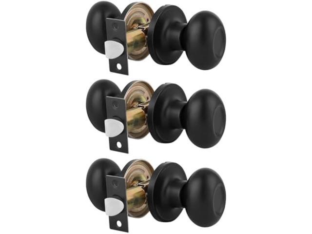 Click here for Gobrico 3 Pack Black Passage Door Knobs Egg Oval D... prices
