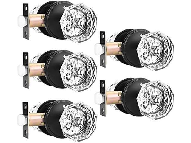 Click here for Orger 5 Pack Glass Door Knobs with Flat Black Rose... prices