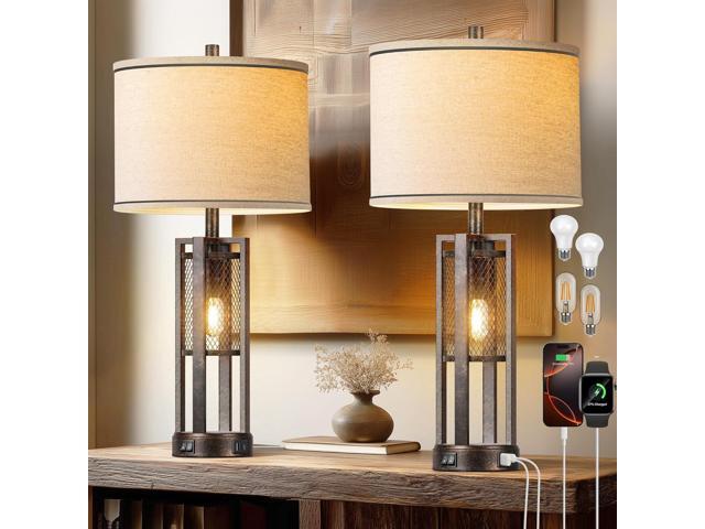 Click here for 28 Farmhouse Industrial Table Lamp Set of 2 - Rust... prices