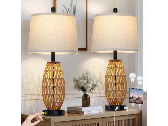 Click here for 27 Rattan Table Lamps Set of 2  Boho Bedside Lamp... prices