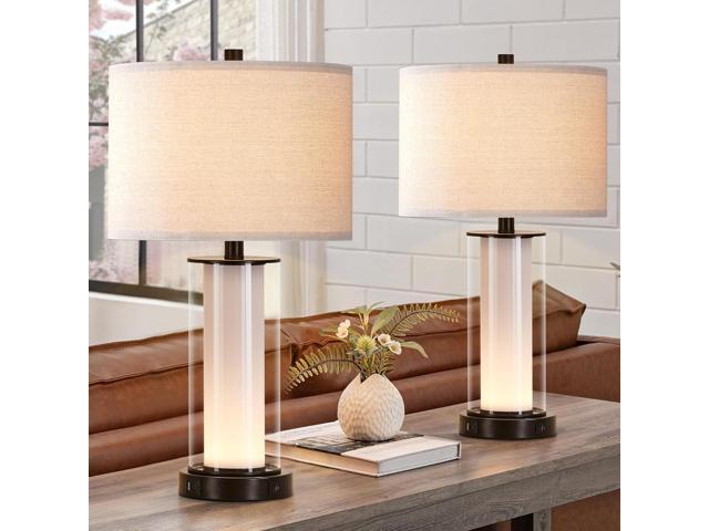 Click here for Kyrid 23.25 Glass Table Lamp Set with Built-in Fro... prices