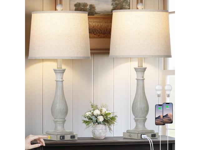 Click here for 27.5 Farmhouse Table Lamps Set of 2 with USB C+A P... prices