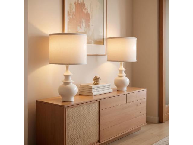 Click here for 20 Modern Ceramic Table Lamps Set of 2  White Bedr... prices