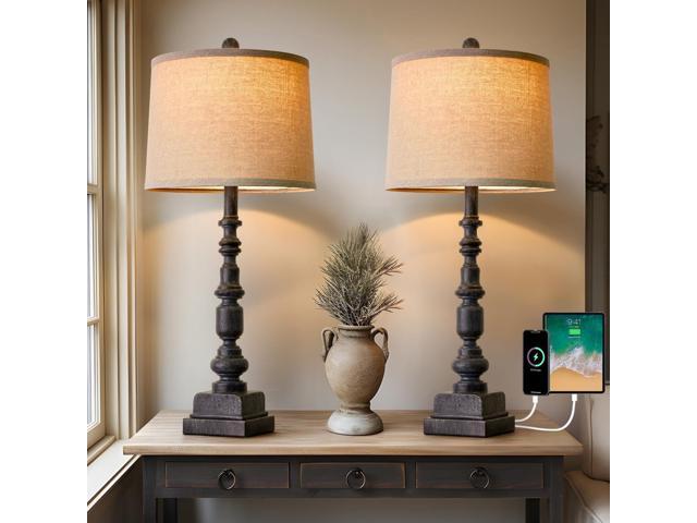 Click here for Oneach 27.75 Vintage Farmhouse USB A+C Table Lamps... prices