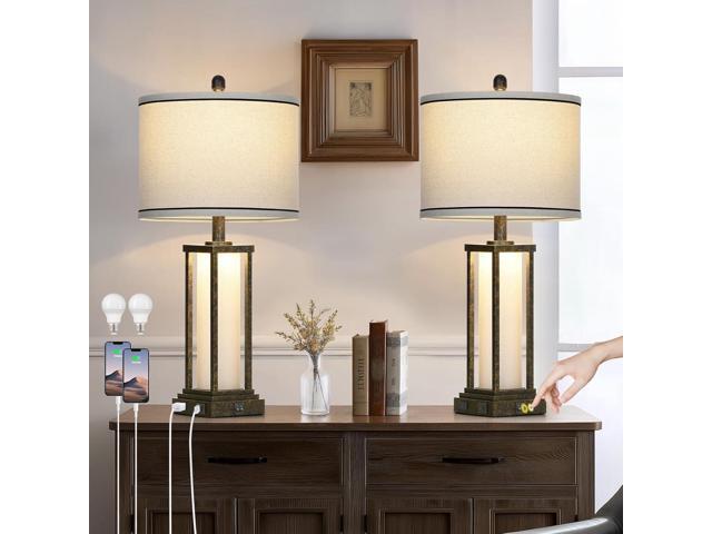 Click here for 27in Tall Farmhouse Table Lamp Set of 2 with USB C... prices
