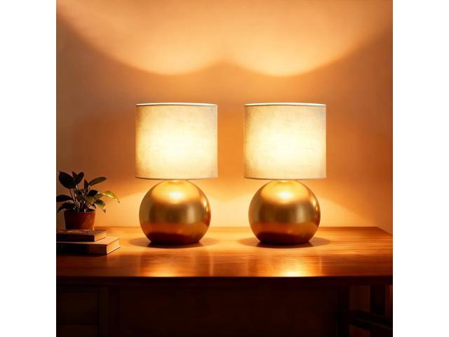 Click here for Set of 2 Small Gold Spherical Base Bedside Table L... prices