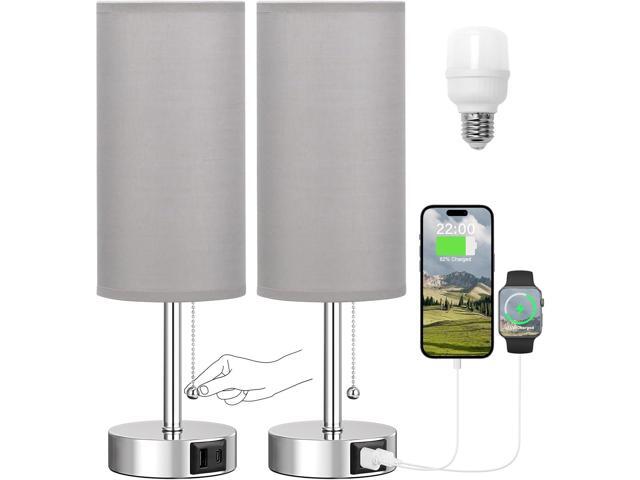 Click here for Silver Bedside Lamps for Bedroom Set of 2 - Nights... prices