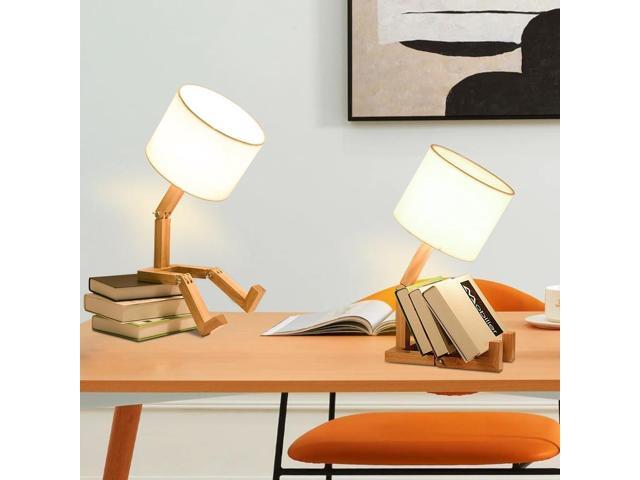 Click here for Cute Robot Table Lamp Set of 2  Adjustable Wood De... prices