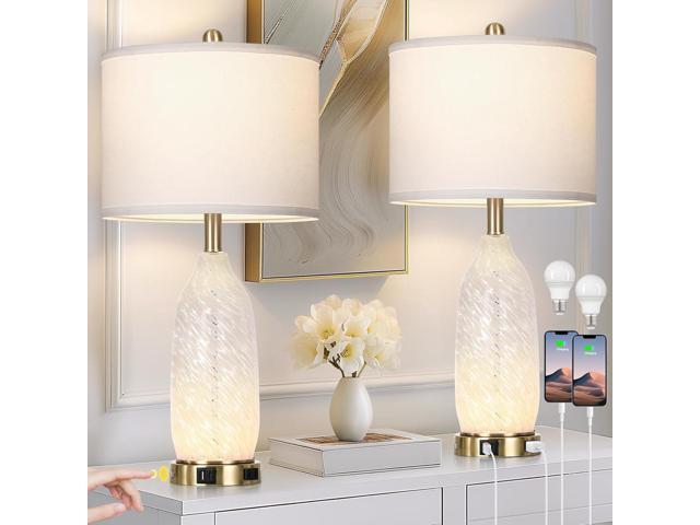 Click here for 26 Modern Clear Glass Table Lamps Set of 2 Nightst... prices