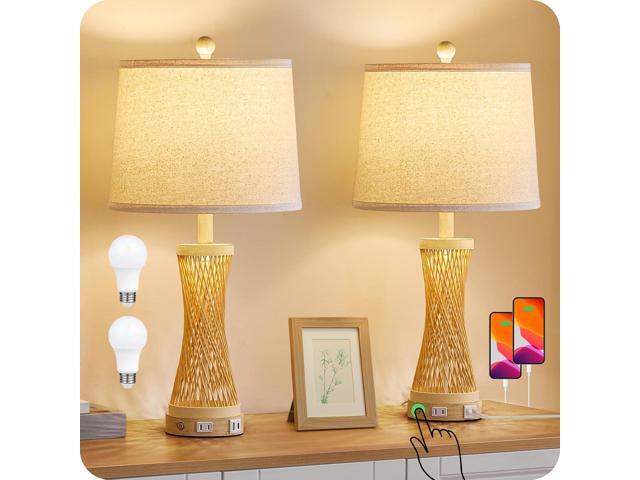 Click here for 24.4Farmhouse Rattan Table Lamps Set of 2  Touch B... prices