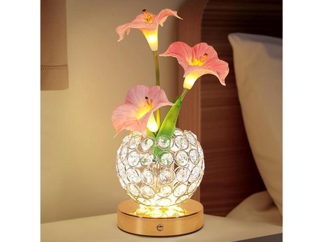 Click here for Pink Morning Glory Flowers Table Lamp  Rechargeabl... prices