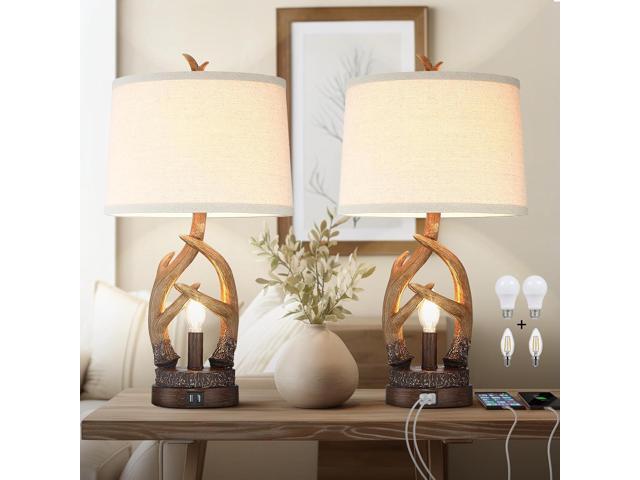 Click here for Rustic Table Lamps Farmhouse Antler Lamps Set of 2... prices