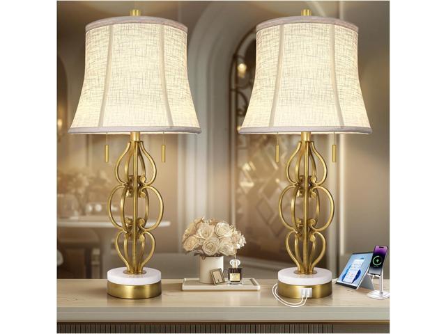 Click here for Scenekoy Table Lamp Set of 2 with USB Ports  Pull... prices