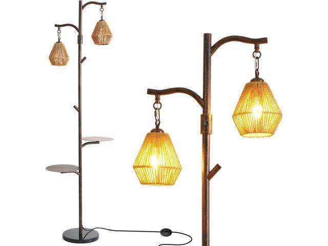 Click here for Hsyile Arc Floor Lamp with Cage Shade Rattan & Fab... prices