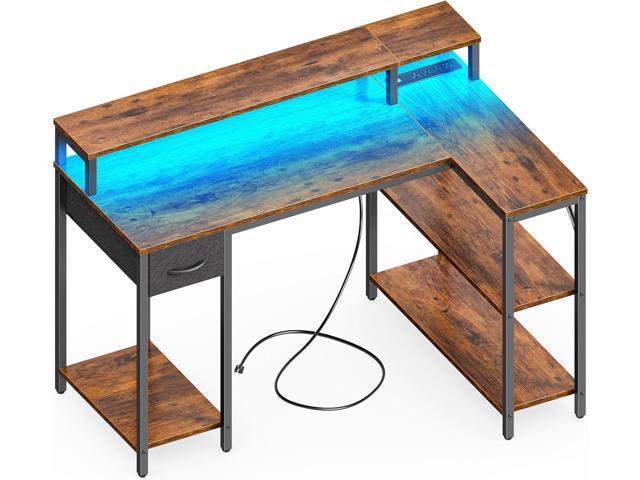 Click here for SUPERJARE L Shaped Gaming Desk with LED Lights & P... prices