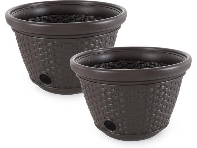 Click here for Suncast 2-Pack Resin Wicker Garden Hose Pot  100 f... prices