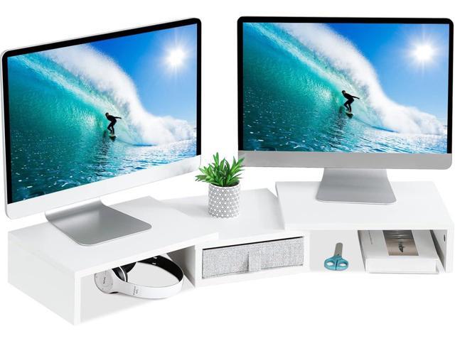 Click here for TEAMIX White Dual Monitor Stand Riser with Drawer... prices
