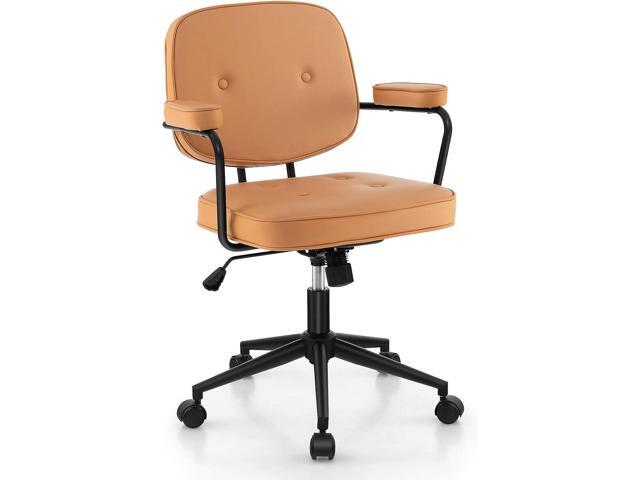 Click here for Giantex Mid Century Leather Office Chair Orange  H... prices