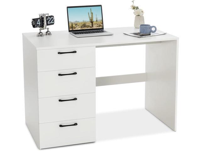 Click here for Tangkula White Desk with 4 Storage Drawers  Home O... prices
