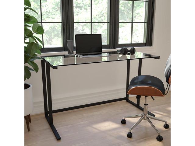 Click here for Flash Furniture Singleton Glass Desk with Black Pe... prices
