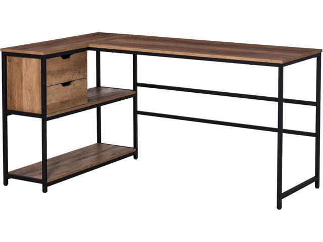Click here for HOMCOM L-Shaped Home Offie Computer Desk with Stor... prices