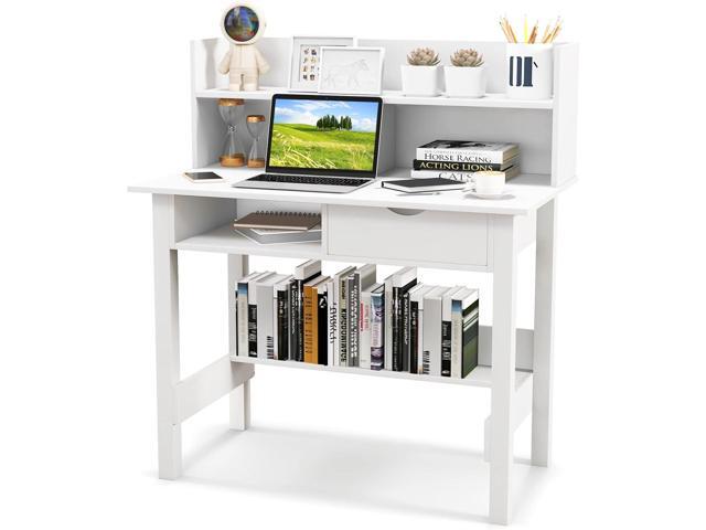 Click here for Tangkula White Desk with Hutch  Home Office Writin... prices