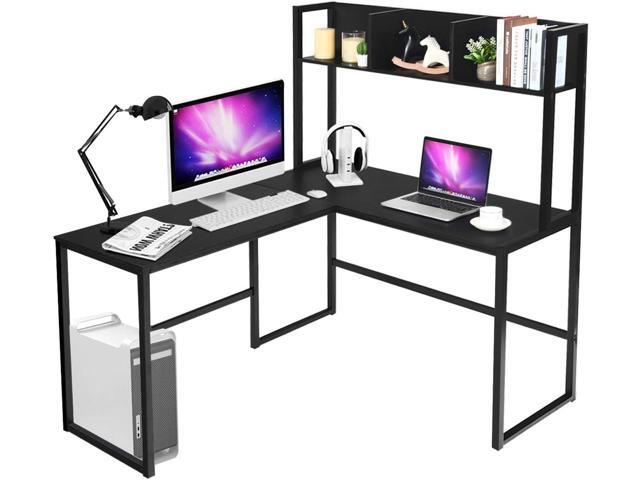 Click here for Tangkula Reversible L-Shaped Desk with Hutch  Spac... prices