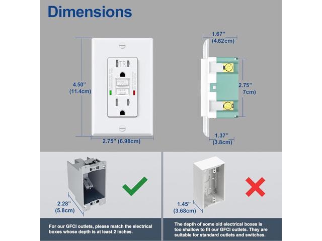 Click here for 2 Pack 15 Amp GFCI Outlet GFI Electrical Outlet Ta... prices
