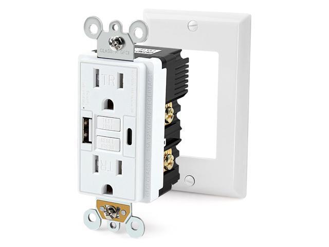 Click here for Delgada GFCI Outlet with USB Ports 15 Amp Electric... prices