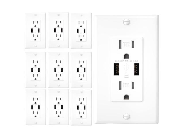 Click here for 10 Pack 4.8A Wall Outlet with USB Ports 15Amp Dupl... prices