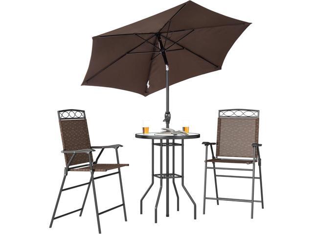 Click here for Outsunny 4 Piece Outdoor Bar Set with Umbrella  Pa... prices