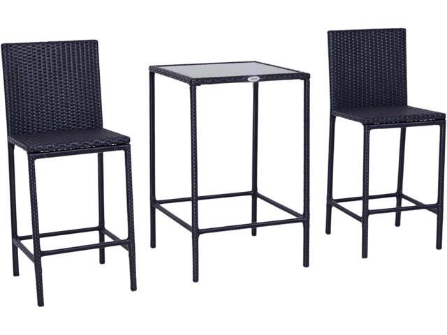 Click here for Outsunny 3pcs Rattan Bar Set with Glass Top Table... prices