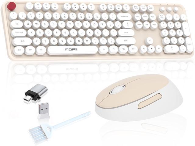 Click here for Cream Wireless Keyboard Mouse  COOFUN 104 Keys Ful... prices